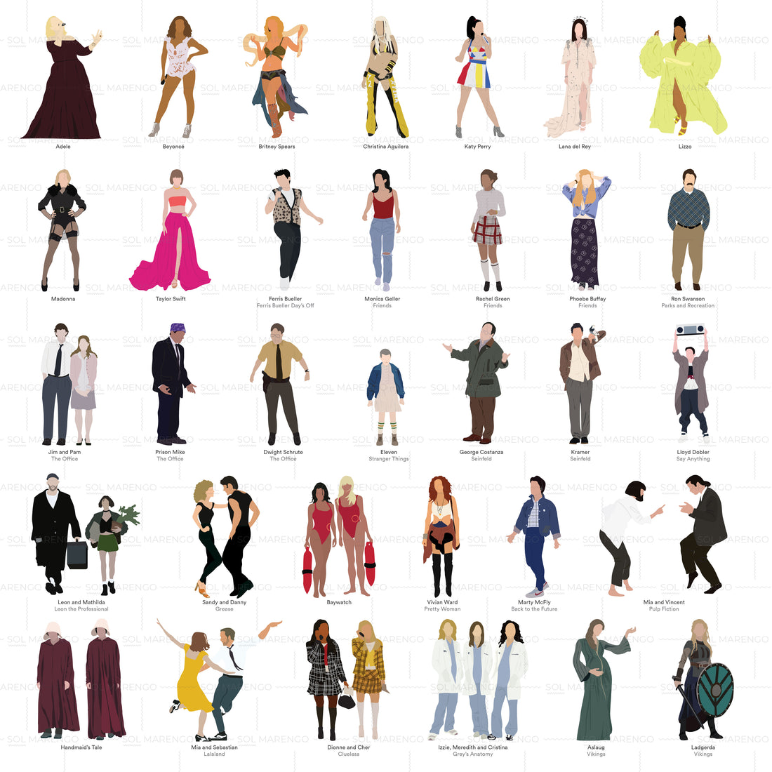 33 famous people illustrated | Vector & PNG – Sol Marengo