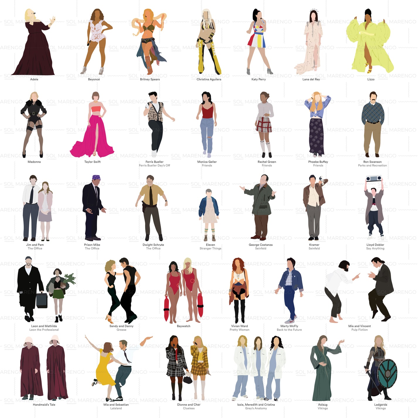 33 famous people illustrated | Vector & PNG – Sol Marengo