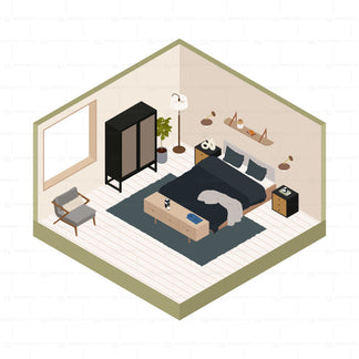 Mobiliario de RECÁMARA isométrico | CAD, Vector, PNG & SVG – Sol Marengo