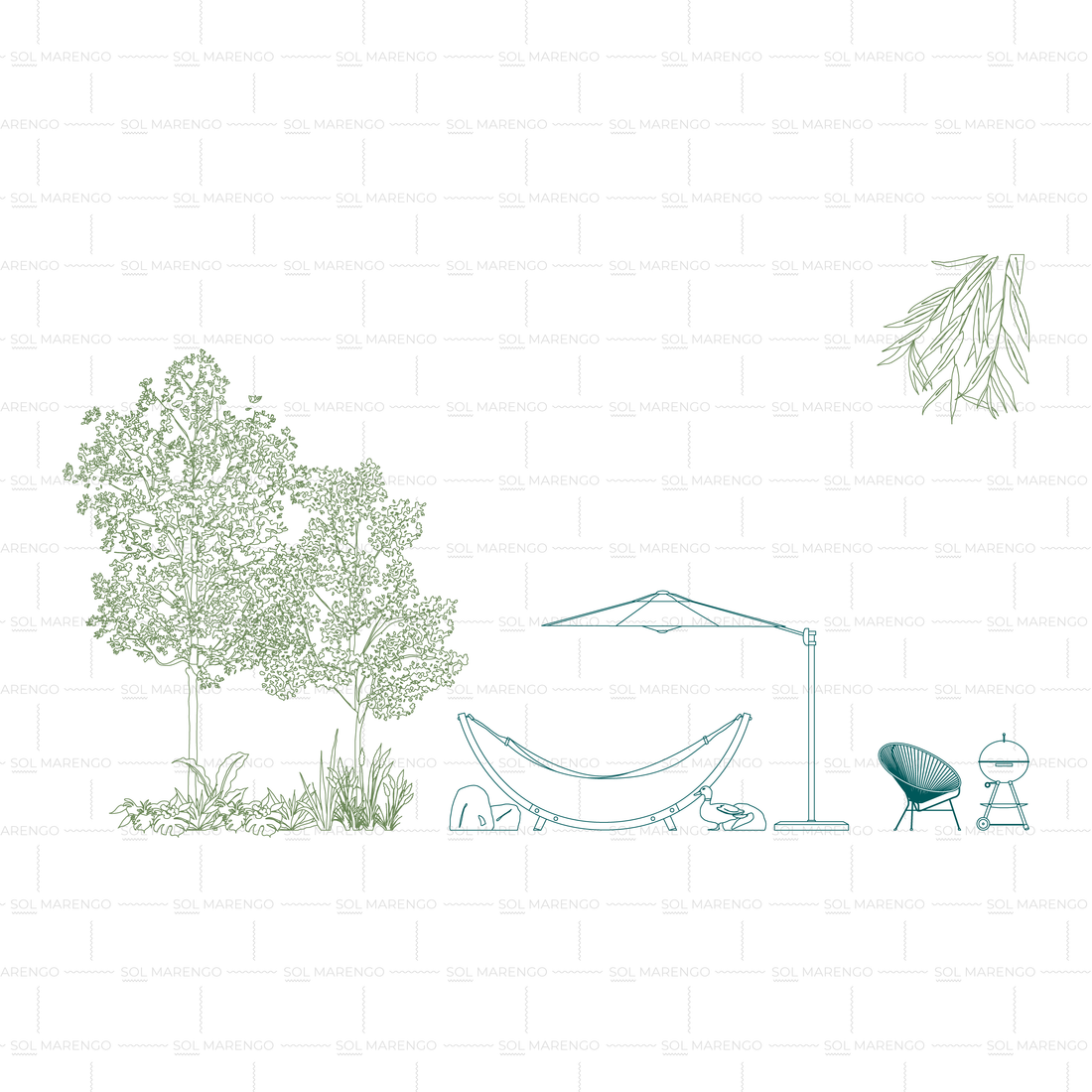 Mobiliario de PATIO en alzado | CAD & Vector – Sol Marengo